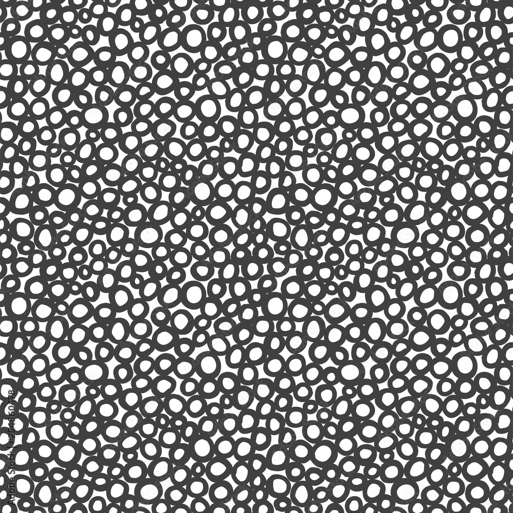 Abstract hand drawn circles texture seamless pattern. Black and white ... Abstract hand drawn circles texture seamless pattern. Black and white ...