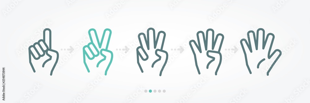 Hand numbers baner icon collection Stock Vector | Adobe Stock