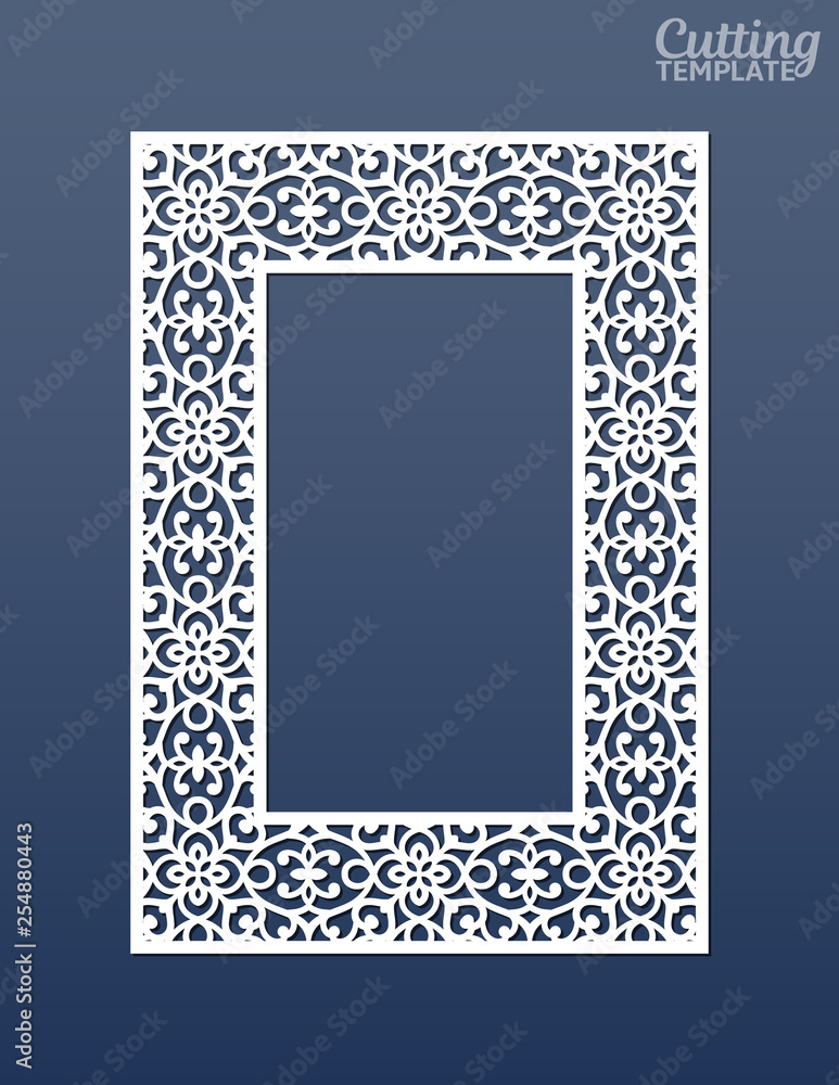 Laser cut paper lace frame, vector illustration. Ornamental cutout ...