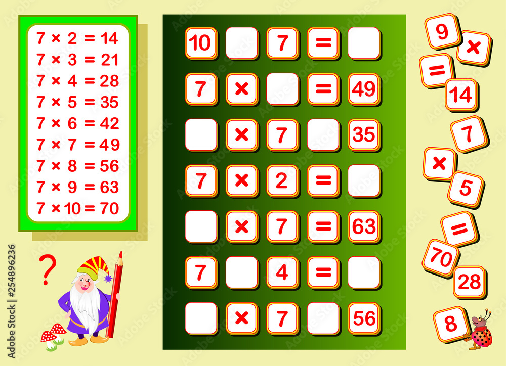 Division tables for little children. Educational page for mathematics ...