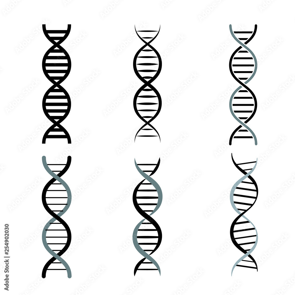 Poster Set of DNA symbols. Illustration of deoxyribonucleic acid ...