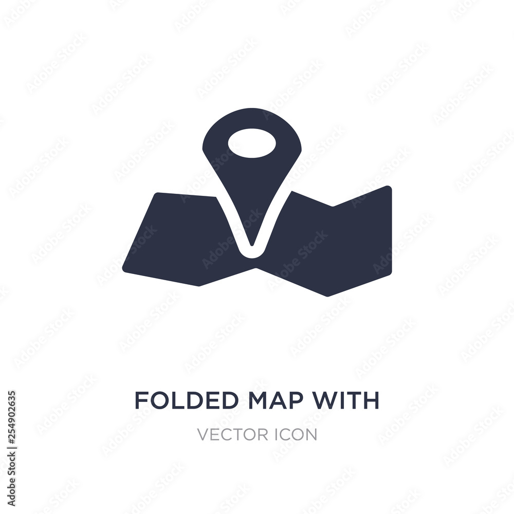 folded map with position mark icon on white background. Simple element ...