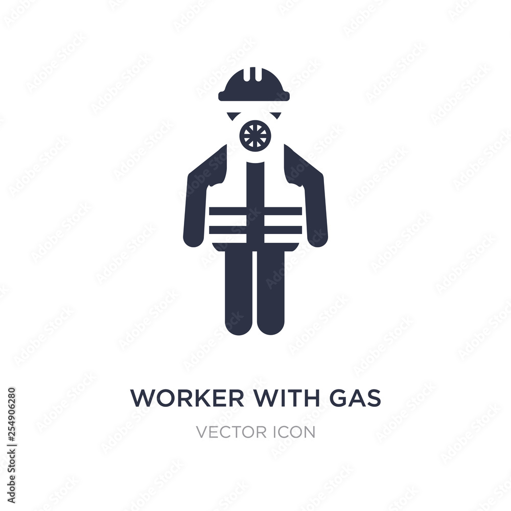 worker with gas mask icon on white background. Simple element ...