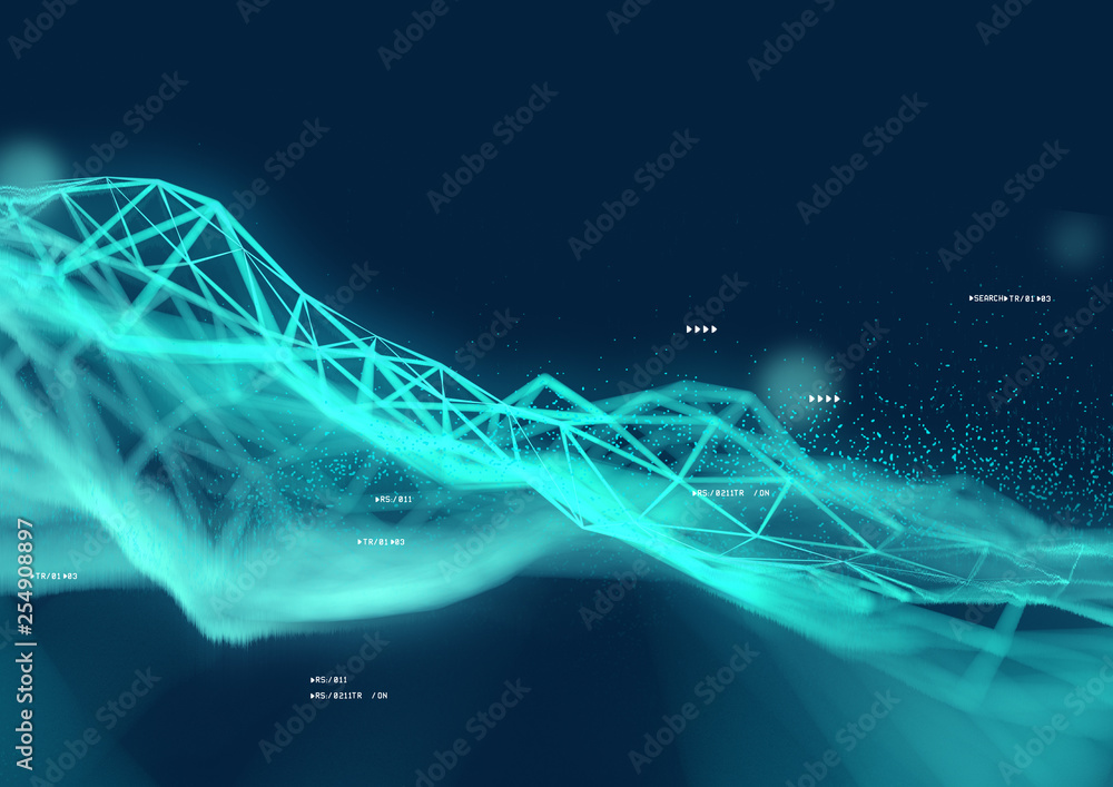 Visual Data and Information displayed in a futuristic graph. 3D ...