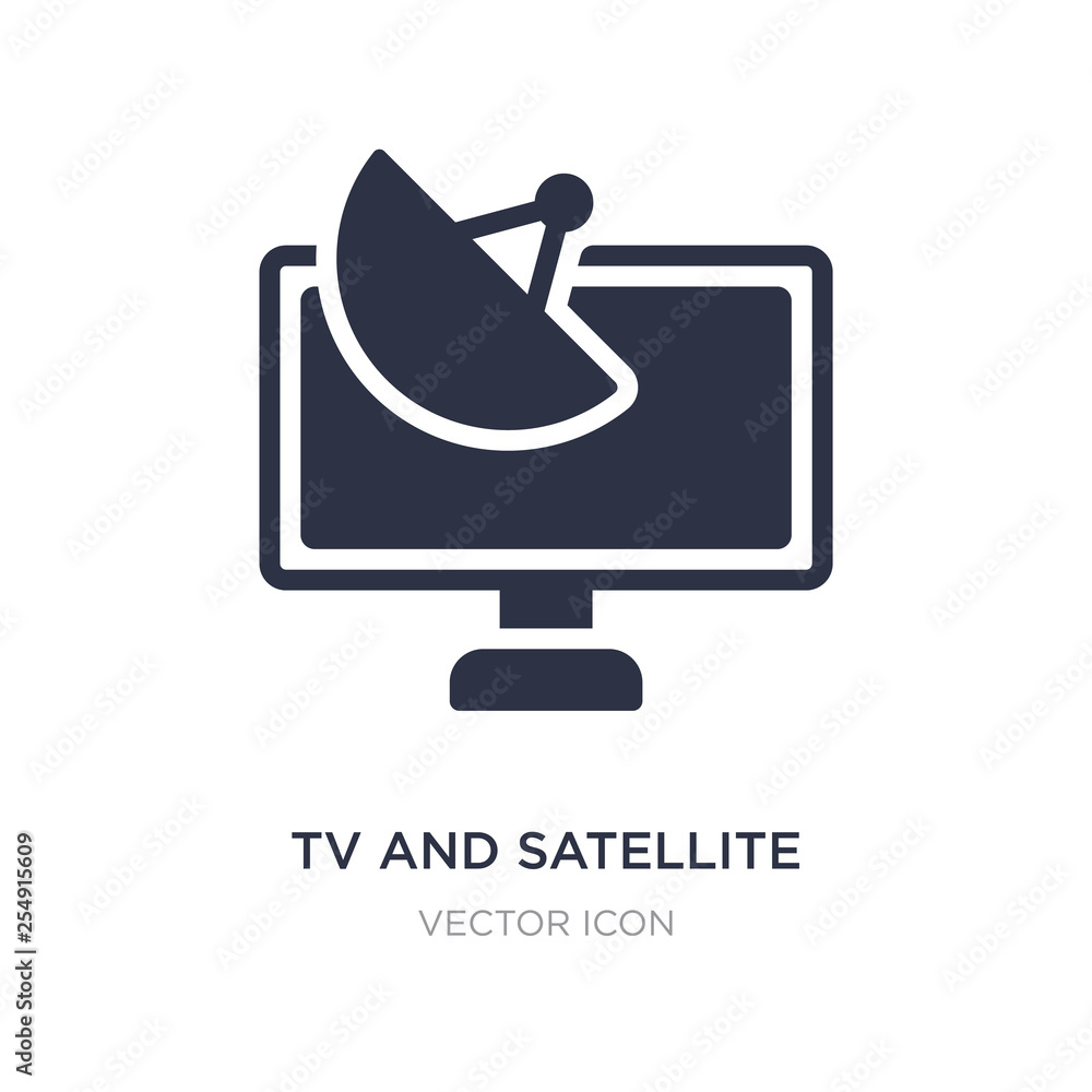 tv and satellite icon on white background. Simple element illustration ...