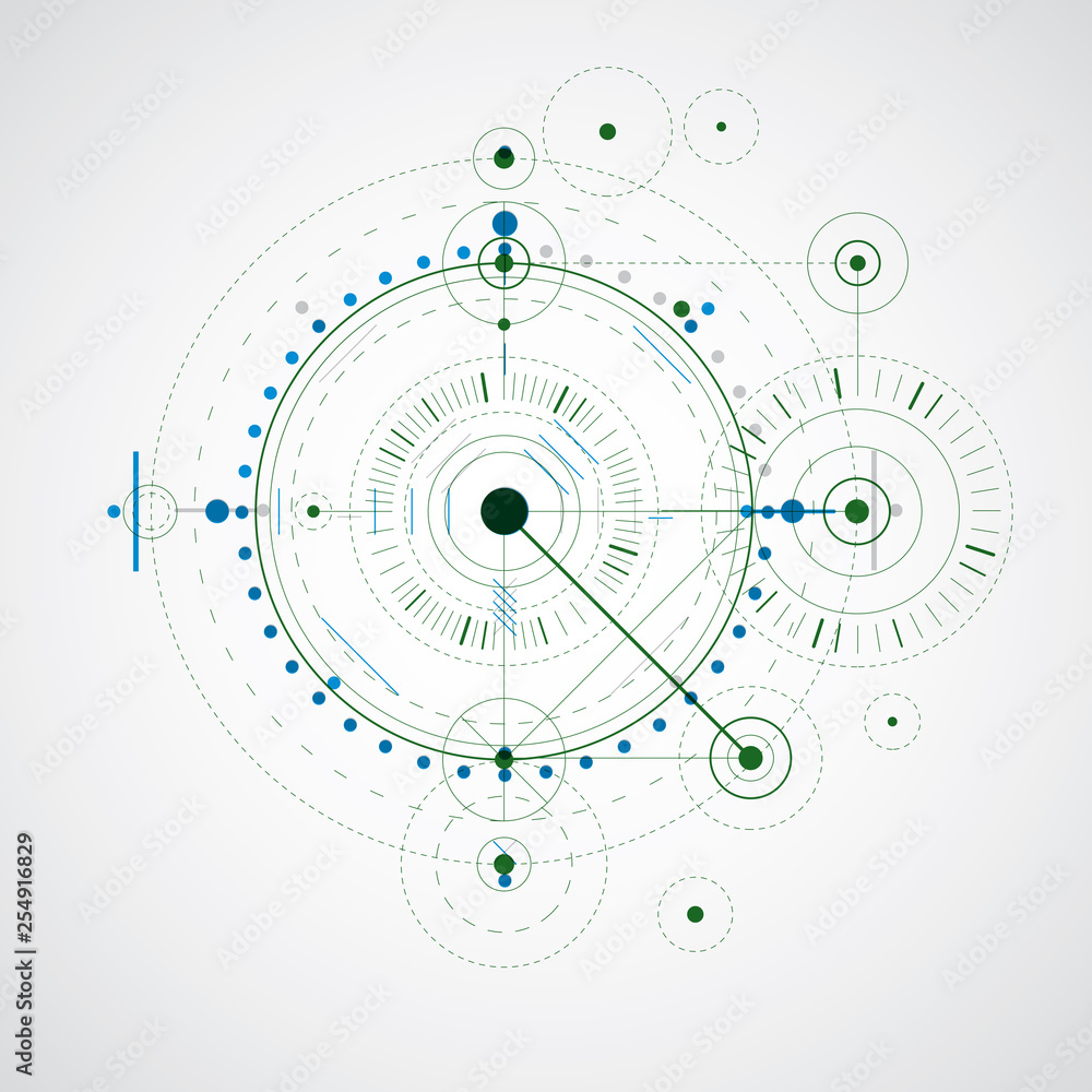 Geometric technology colorful vector drawing, technical wallpaper ...