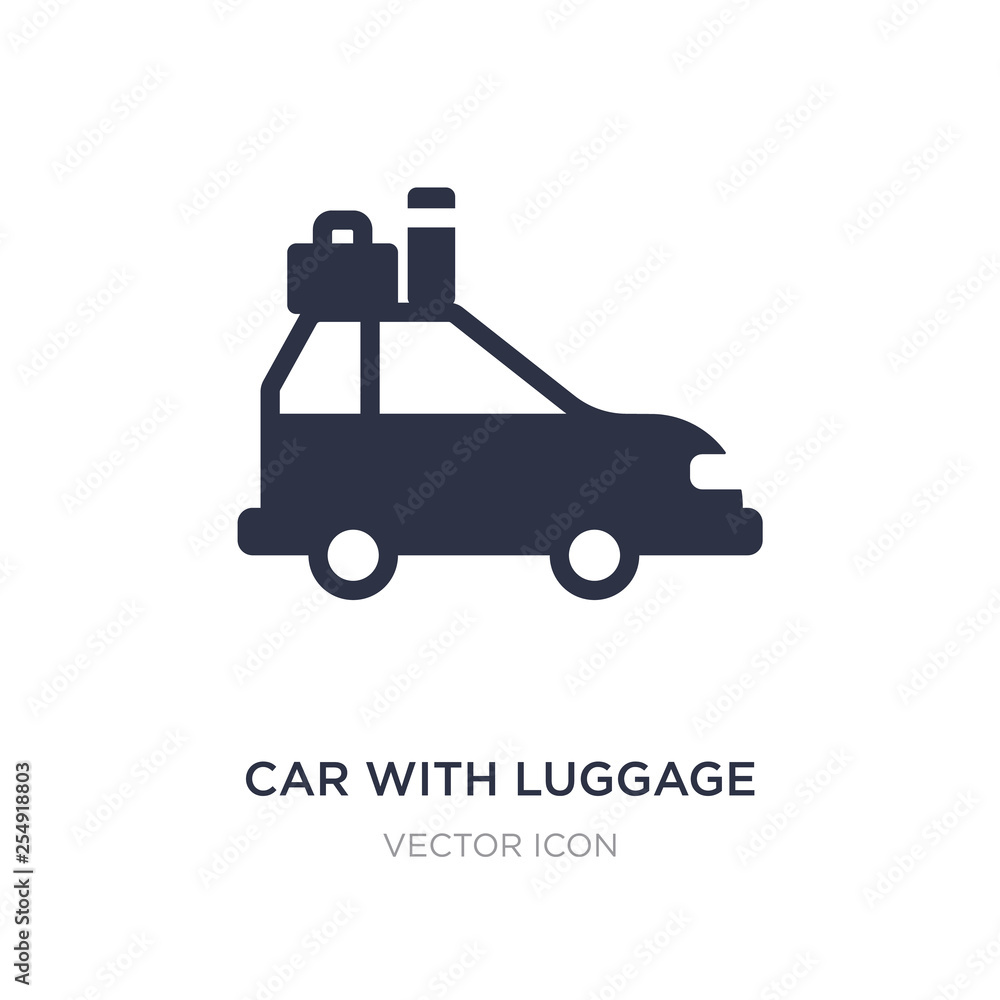 car with luggage icon on white background. Simple element illustration ...
