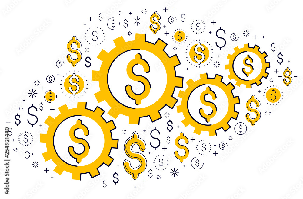 Economy system and business concept, gears and cogs mechanism with ...