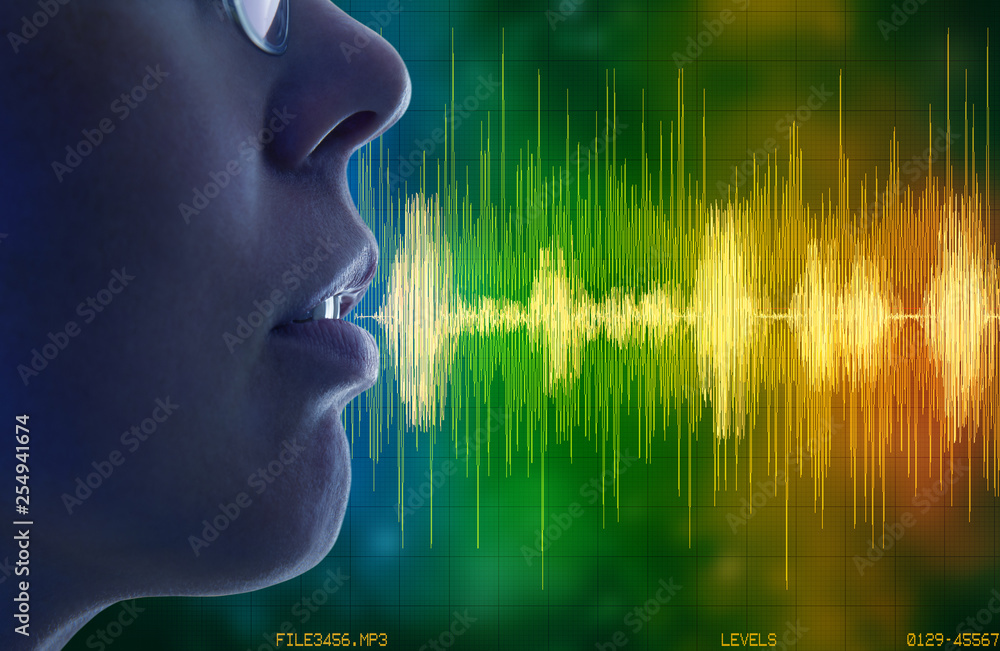 woman speaking, voice recognition concept Stock Photo | Adobe Stock