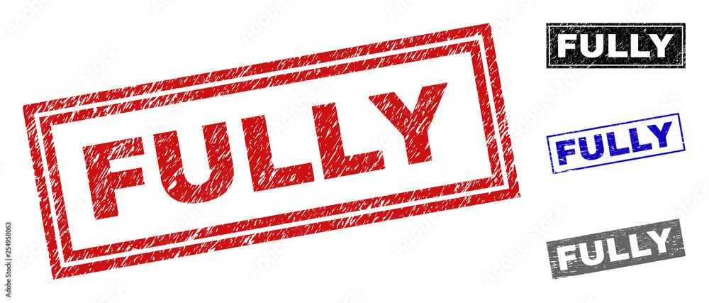 Grunge FULLY rectangle stamp seals isolated on a white background ...