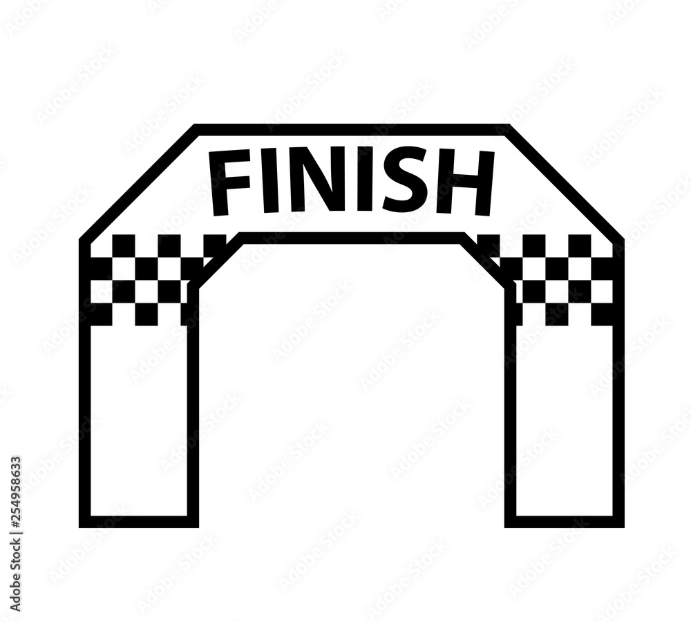 Inflatable finish arch outline icon. Clipart image isolated on white ...