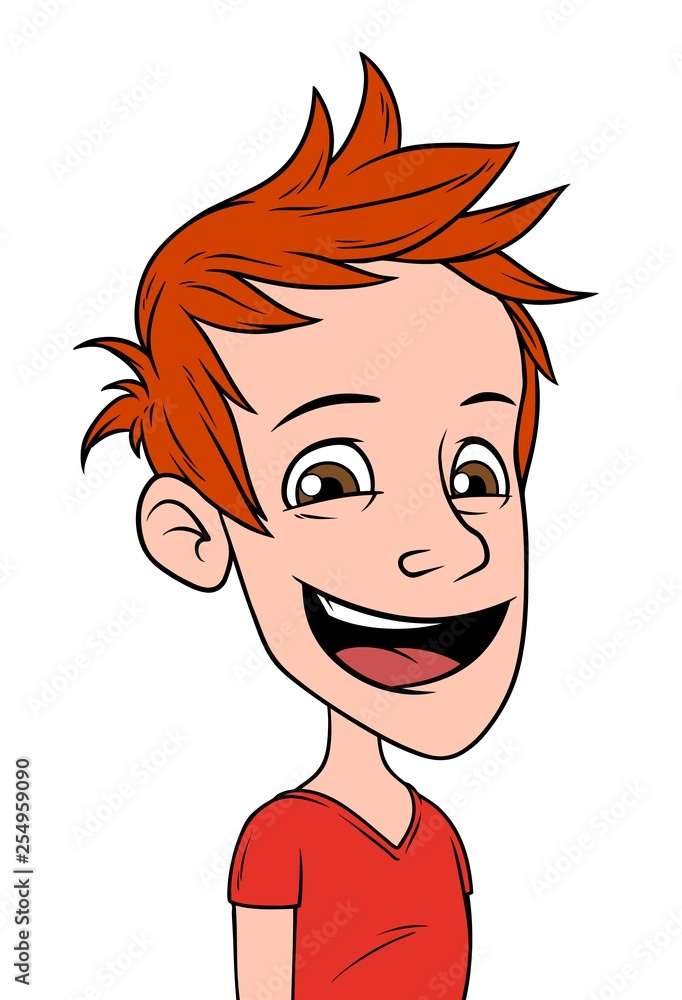 Cartoon redhead happy smiling boy character. Isolated on white ...