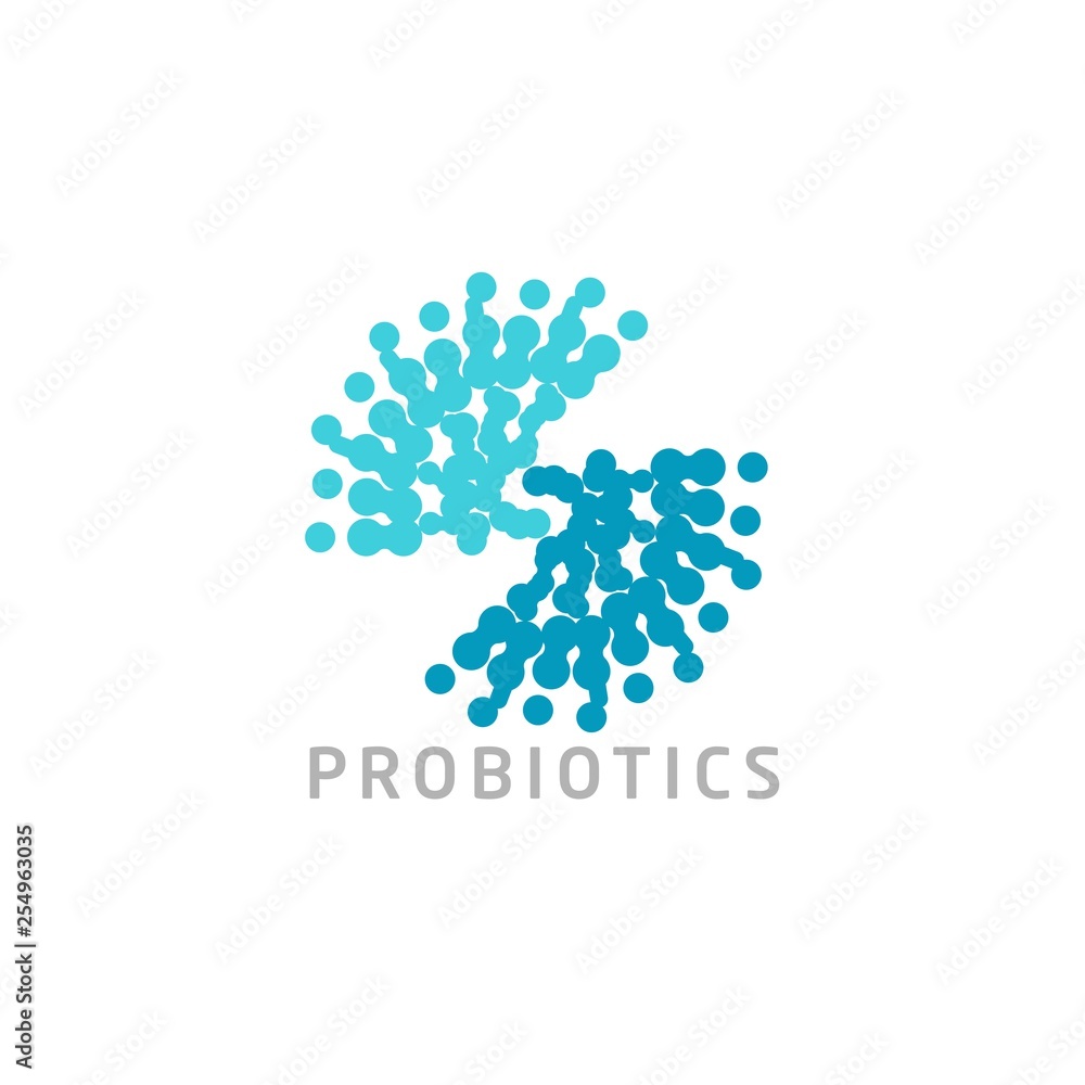 Probiotics logo. Bacteria logo. Concept of healthy nutrition ingredient ...