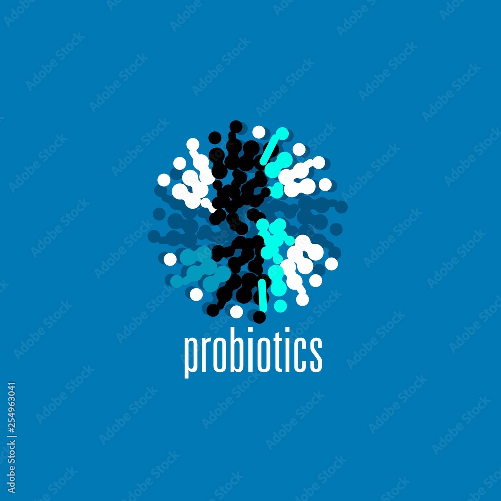 Probiotics logo. Bacteria logo. Concept of healthy nutrition ingredient ...