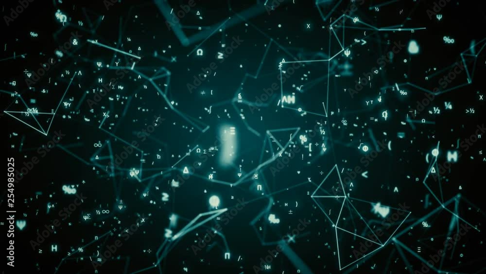 Digital seamless mathematical symbols loop. Abstract digital futuristic ...