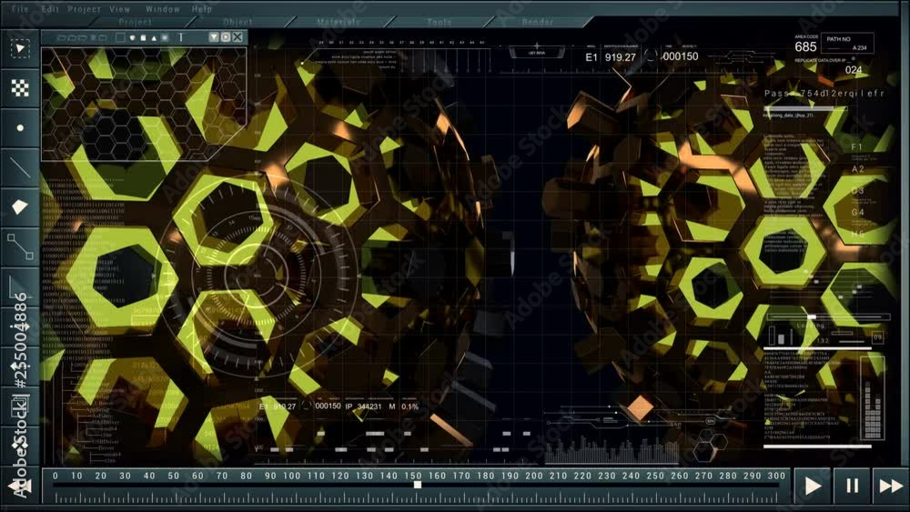 User Interface HUD template.3D software frame with 3D futuristic ...