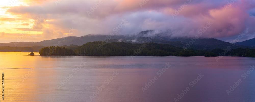 Sunrise sailing to Haines, Alaska trough the Chilkoot inlet. Stock ...