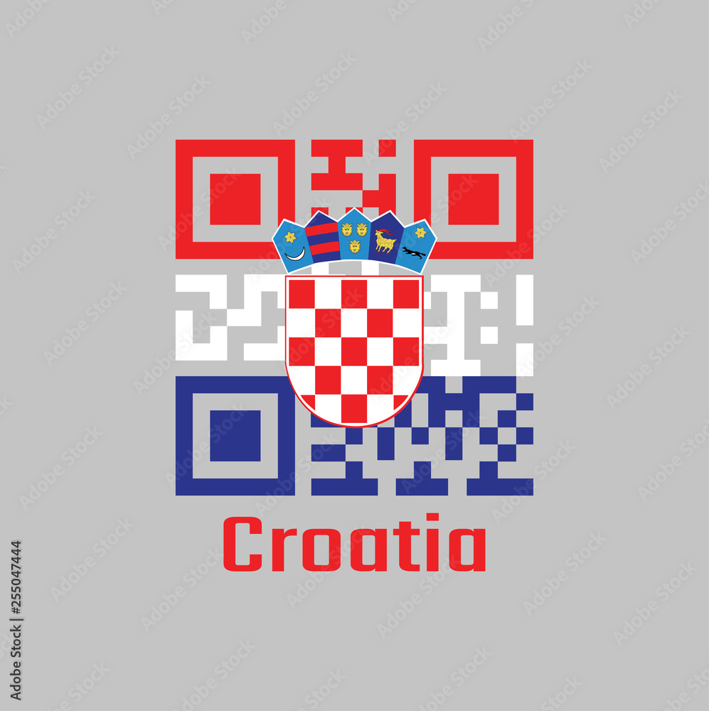 Vetor de QR code set the color of Croatia flag. it is a horizontal ...