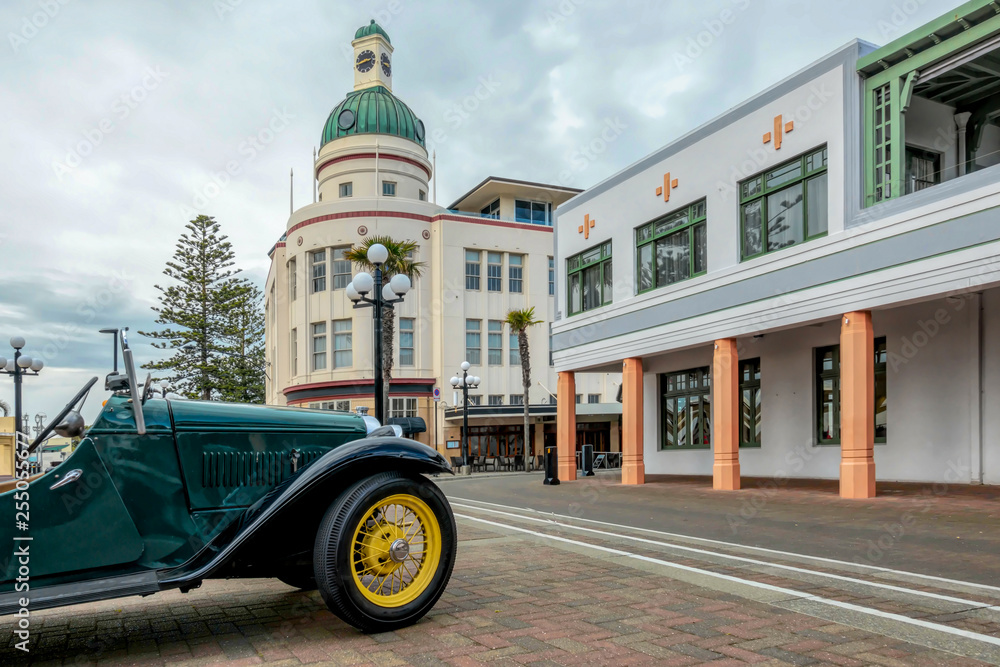 Napier's Iconic Symbols - The Dome and a Vintage Car Stock Photo ...