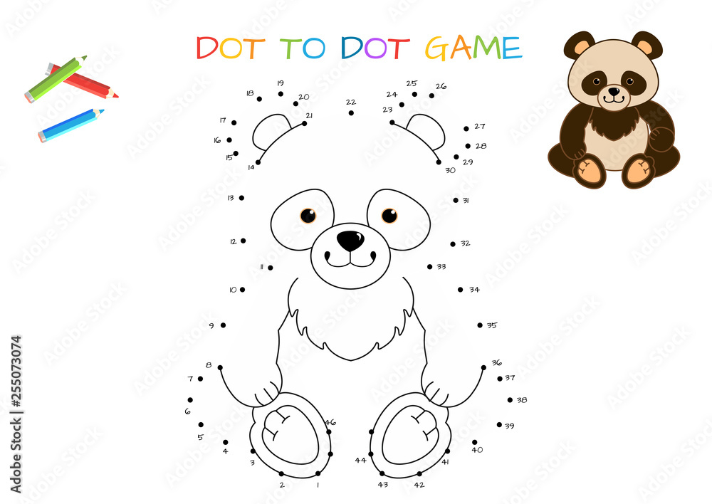 Funny little Panda. Coloring book. Educational game for children ...
