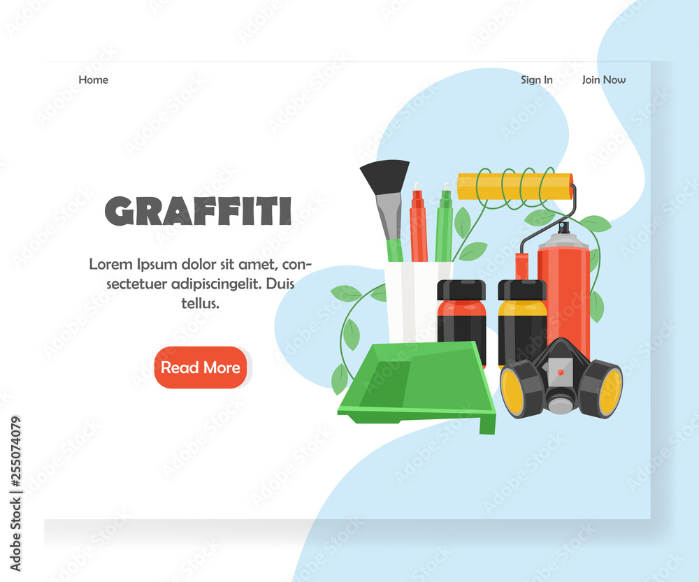 Graffiti vector website landing page design template Stock Vector ...