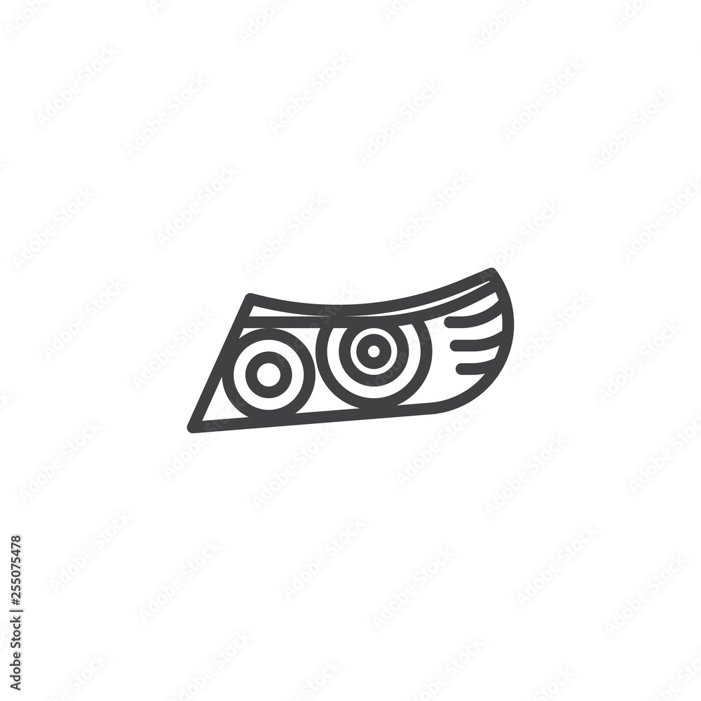 Car headlight line icon. linear style sign for mobile concept and web ...