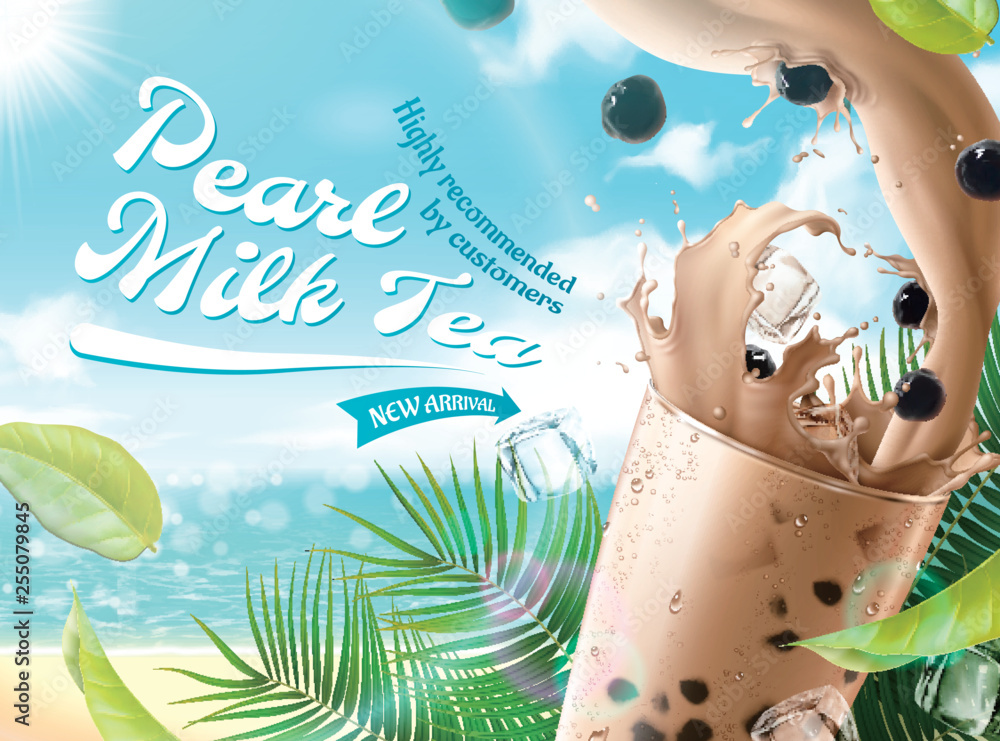 Pearl milk tea ads Stock ベクター | Adobe Stock