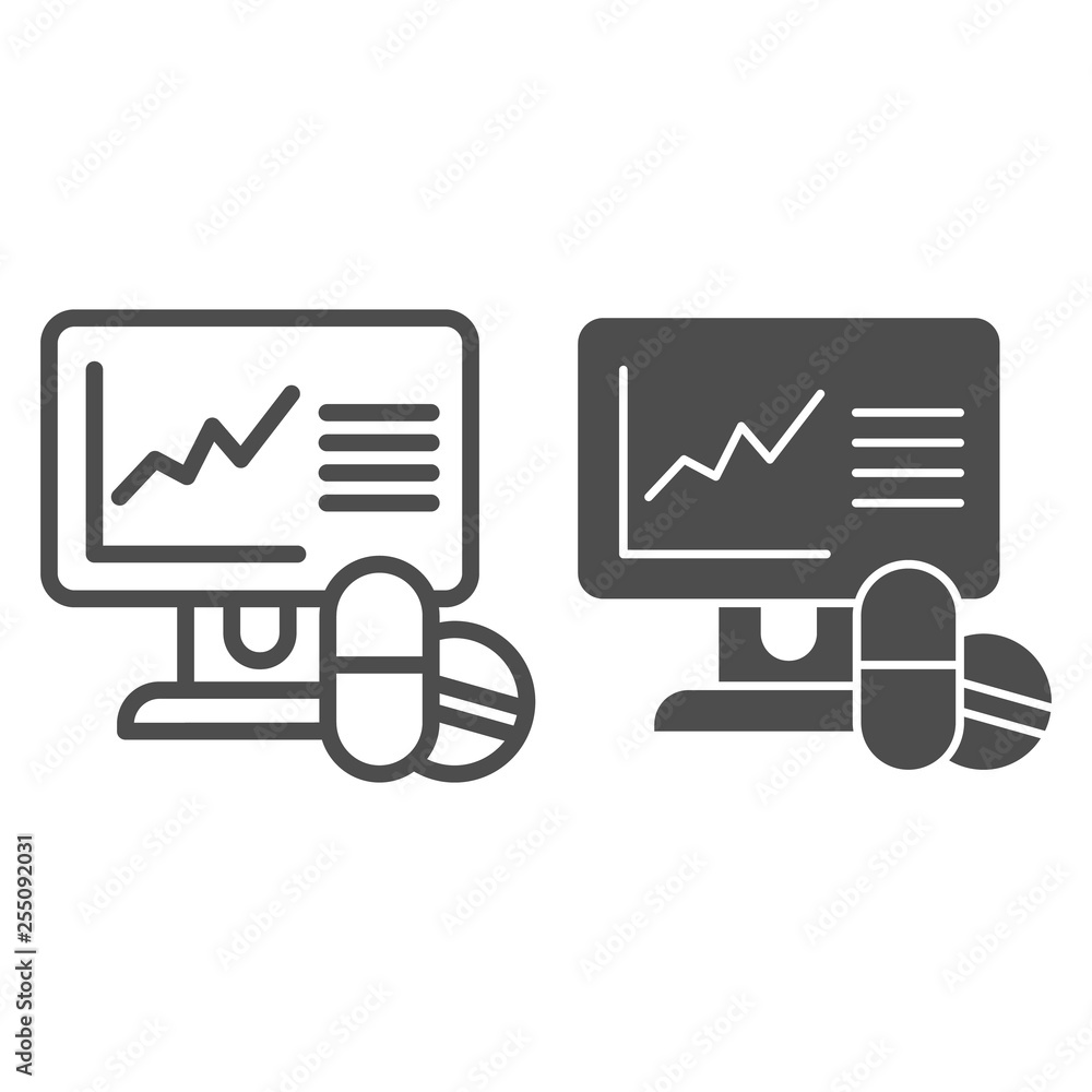 Pills prise rise line and glyph icon. Drugs recipe online vector ...