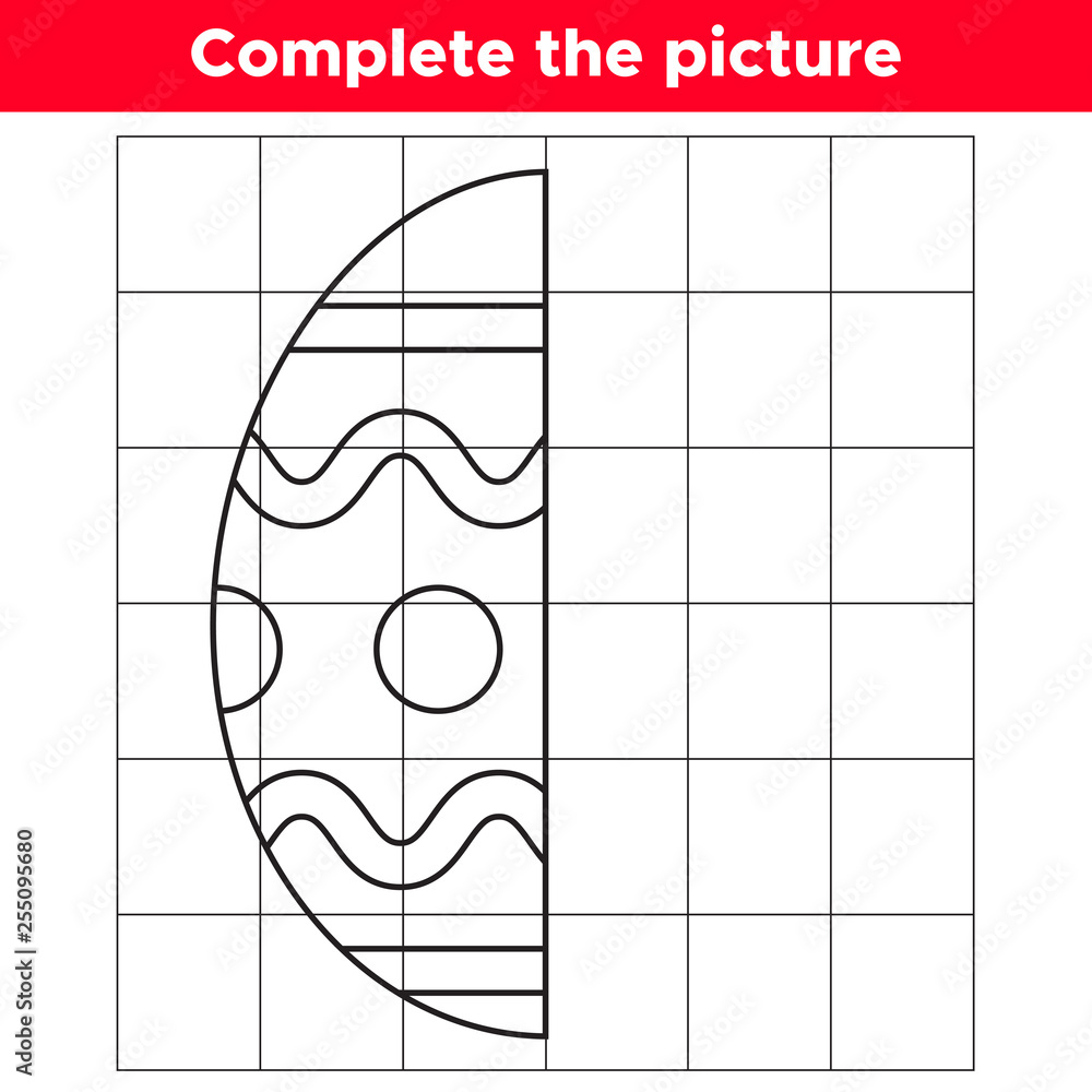 Complete the picture Easter egg. Copy the picture. Educational game for ...