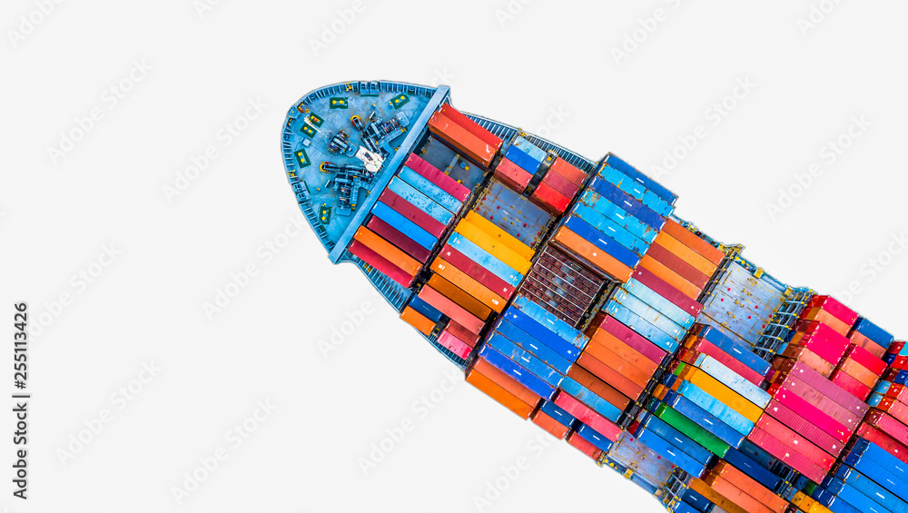 Container ship on white background, Container ship carrying container ...