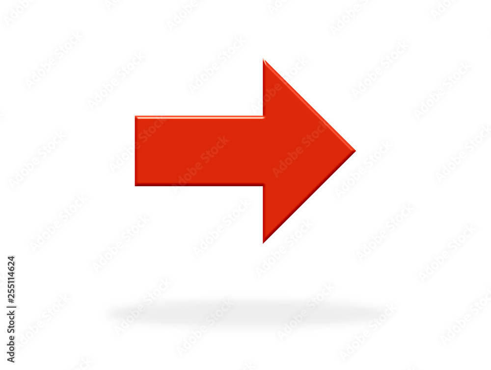 Roter Pfeil nach rechts als Symbol für Navigation, Richtung, Hinweis ...
