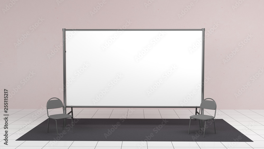 ภาพประกอบสต็อก Backdrop, press banner 2x4 meters with black carpit. 3d ...