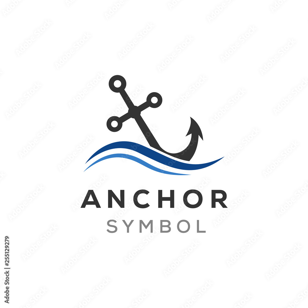 anchor and ocean wave logo designs inspirations Stock Vector | Adobe Stock