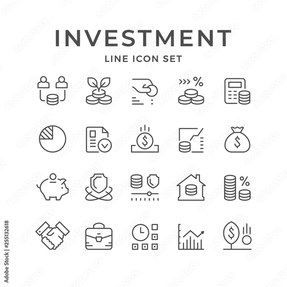 Set line icons of investment Stock Vector | Adobe Stock