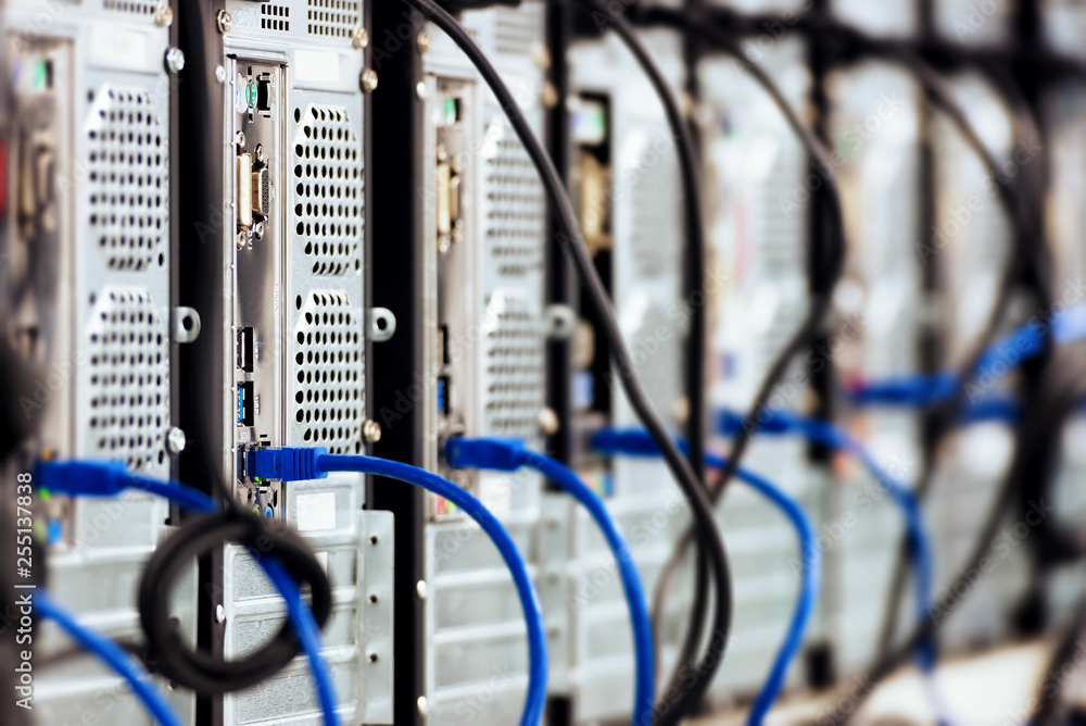 Network servers in a data center background IT business Stock Photo ...