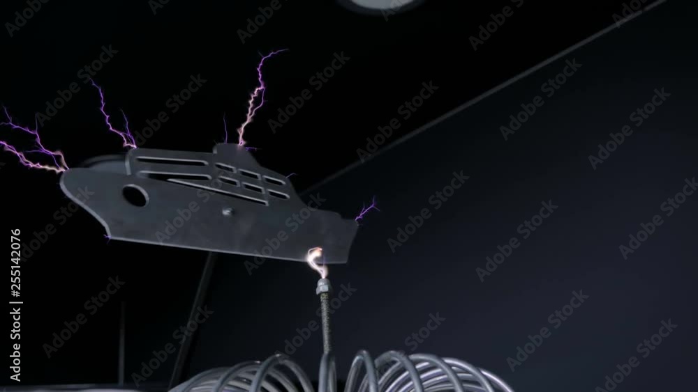 High-voltage experiment with Tesla coil at futuristic technology ...