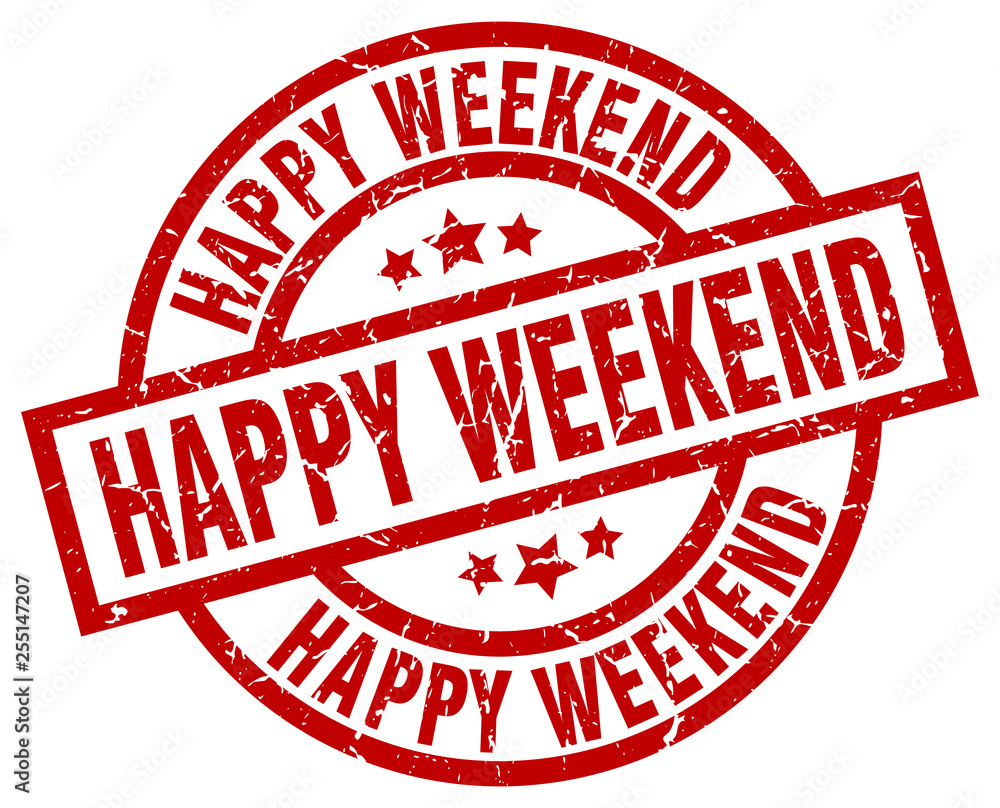 happy weekend round red grunge stamp Stock Vector | Adobe Stock