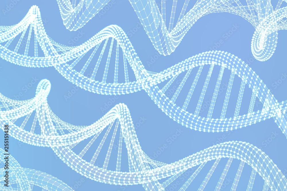 DNA sequence. Wireframe DNA molecules structure mesh. DNA code editable ...