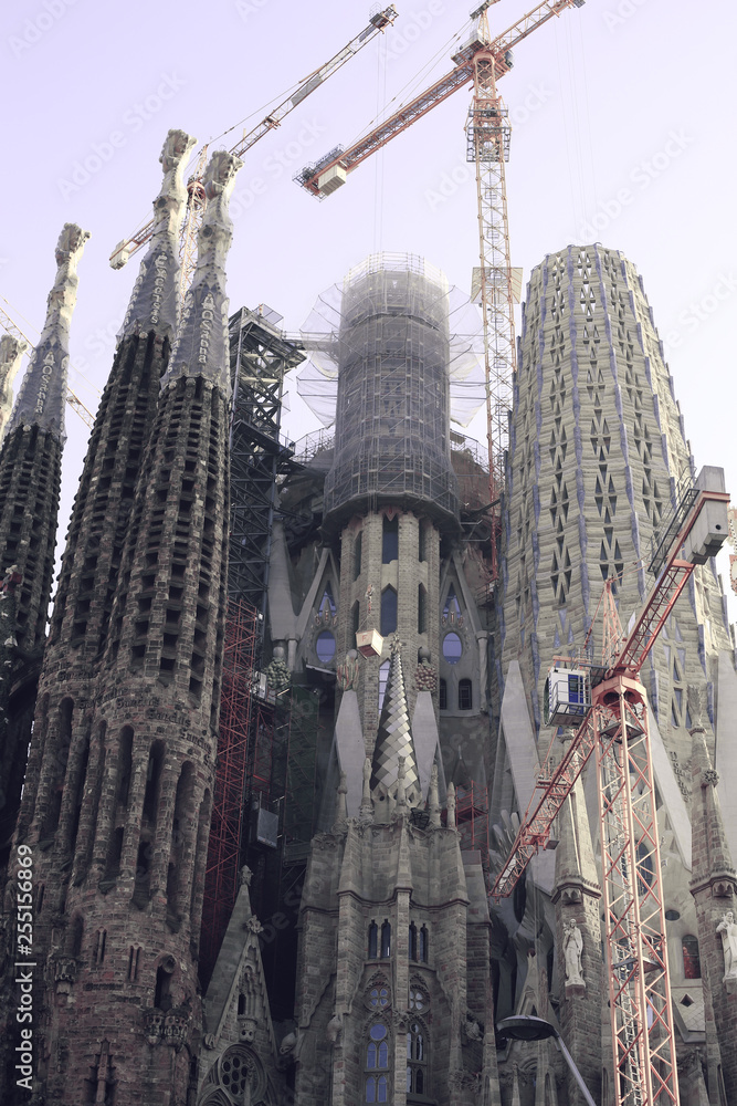 Famous architectural masterpiece, Cathedral of La Sagrada Familia ...