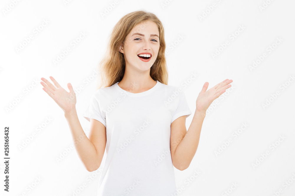 Wow Effect Surprised Shocked Excited Caucasian Woman Wow Face Isolated On White Background