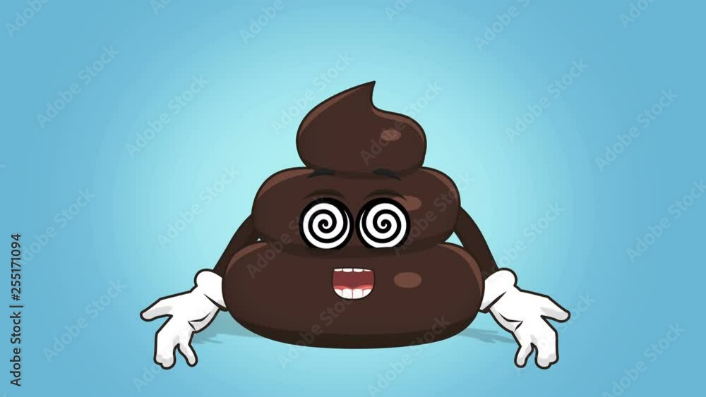 Cartoon Funny Brown Poop Turd Hypnosis with Face Animation Alpha Matte ...