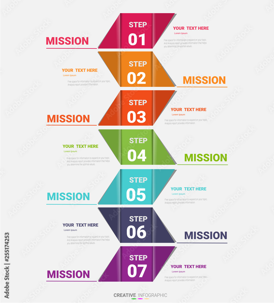 Timeline business for 7 day, 7 options, Timeline infographics design ...