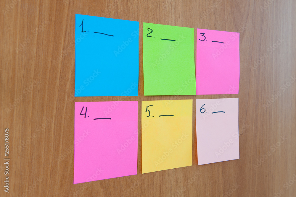 Plan of the week on stickers. Colored stickers. Office forms and blank ...