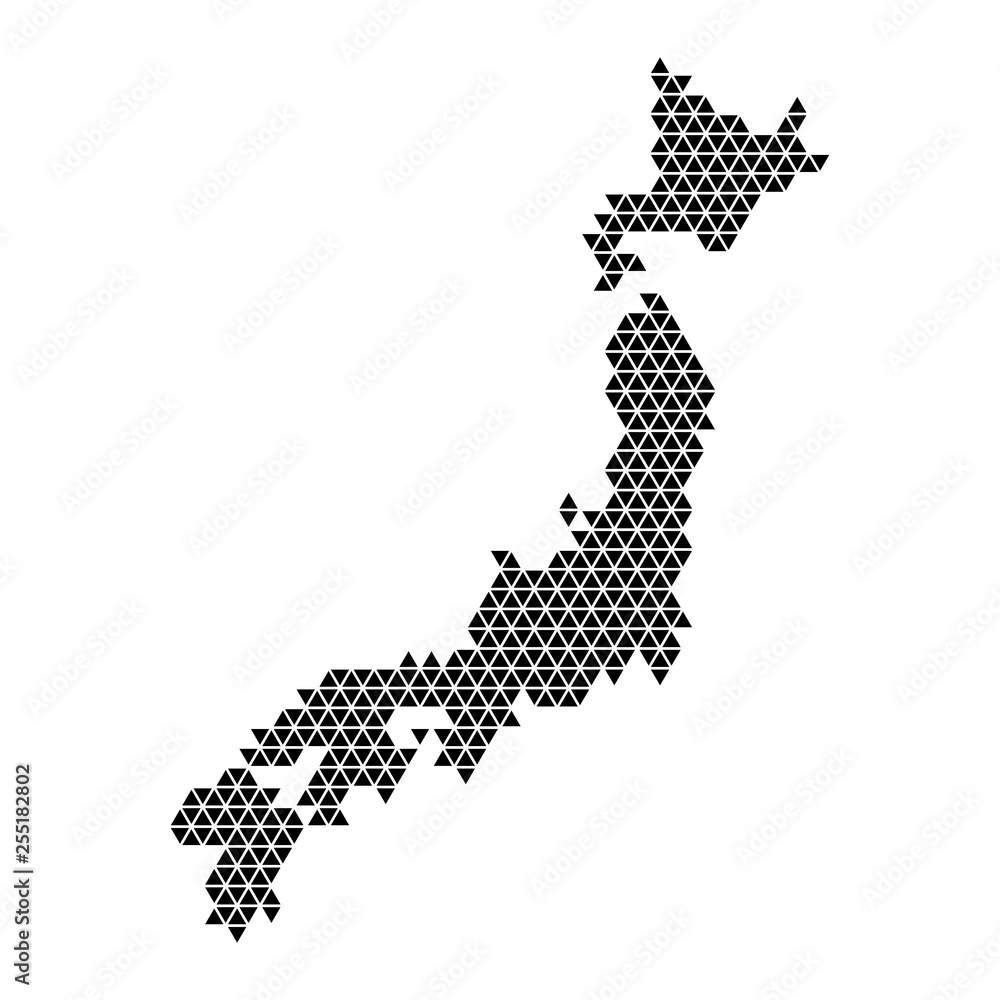 Japan map abstract schematic from black triangles repeating pattern ...