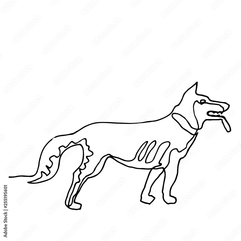 Continuous one line drawing. Dog. Minimalism style. Vector Ink ...