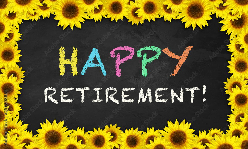 Blackboard Sunflowers - Happy Retirement Stock Illustration | Adobe Stock