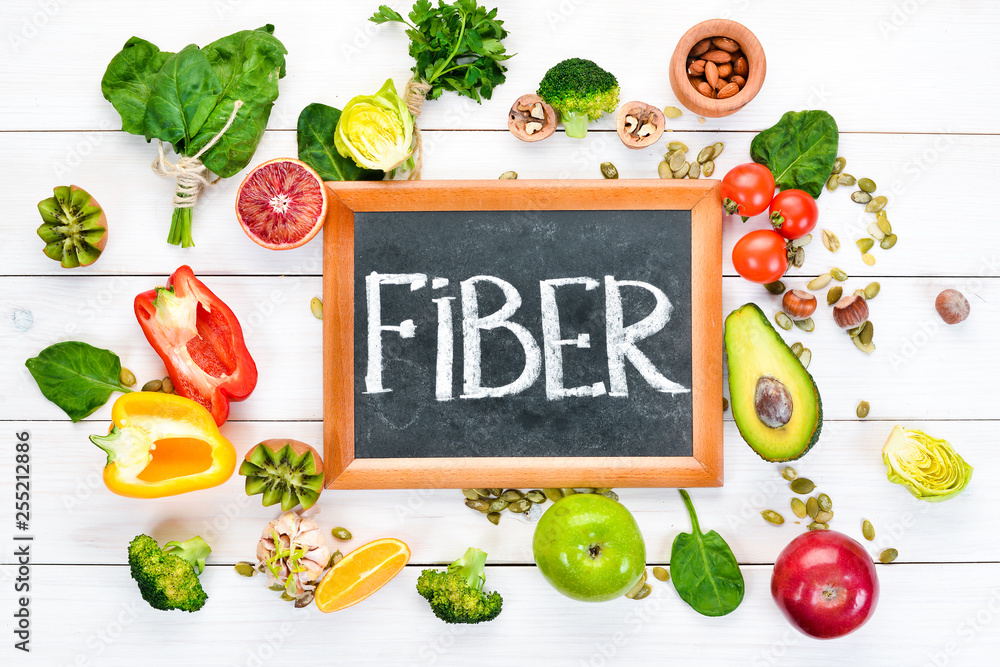 Foods containing natural fiber: avocados, kiwi, apple, tomatoes ...