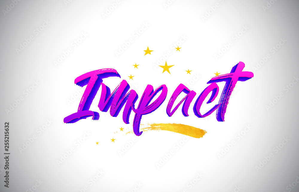 Impact Purple Violet Word Text with Handwritten Vibrant Colors and ...