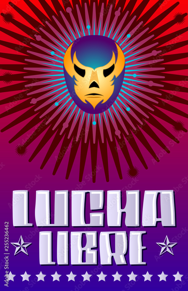 Lucha Libre, Wrestling Spanish text Mexican wrestler Mask Silkscreen ...