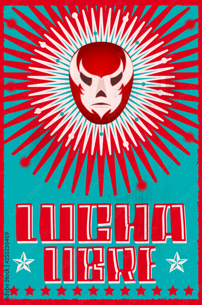 Lucha Libre, Wrestling Spanish text Mexican wrestler Mask Silkscreen ...